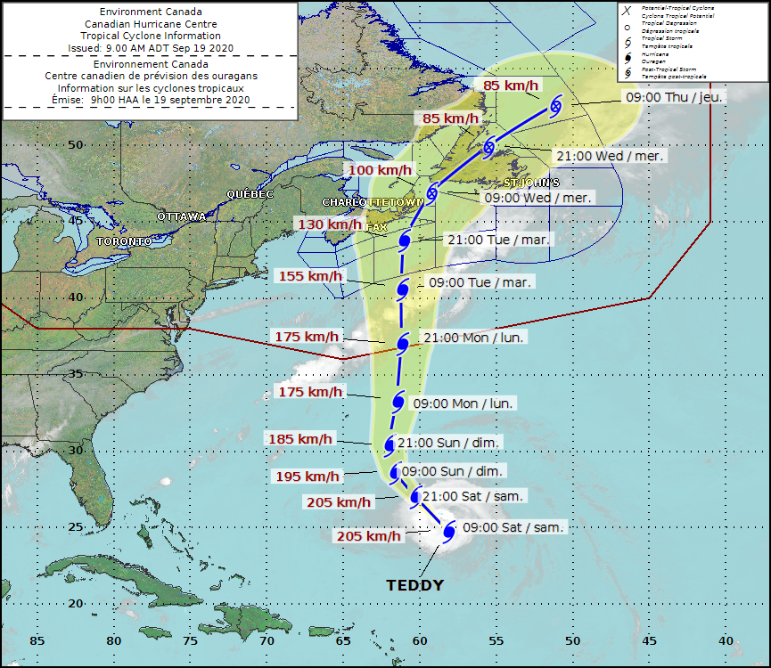 Hurricane Teddy remains on track for Atlantic Canada, expected as ...