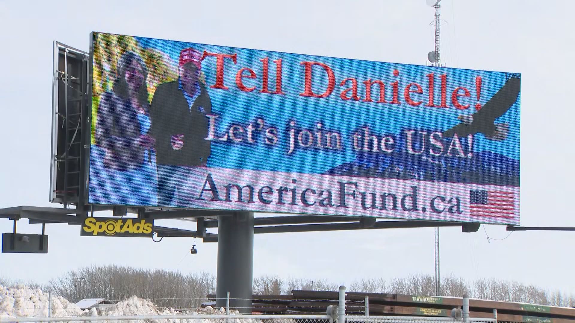 Billboard promoting Alberta to join USA pops up north of Calgary