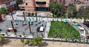 Calgary's Eau Claire plaza reopens with new beach, lawns